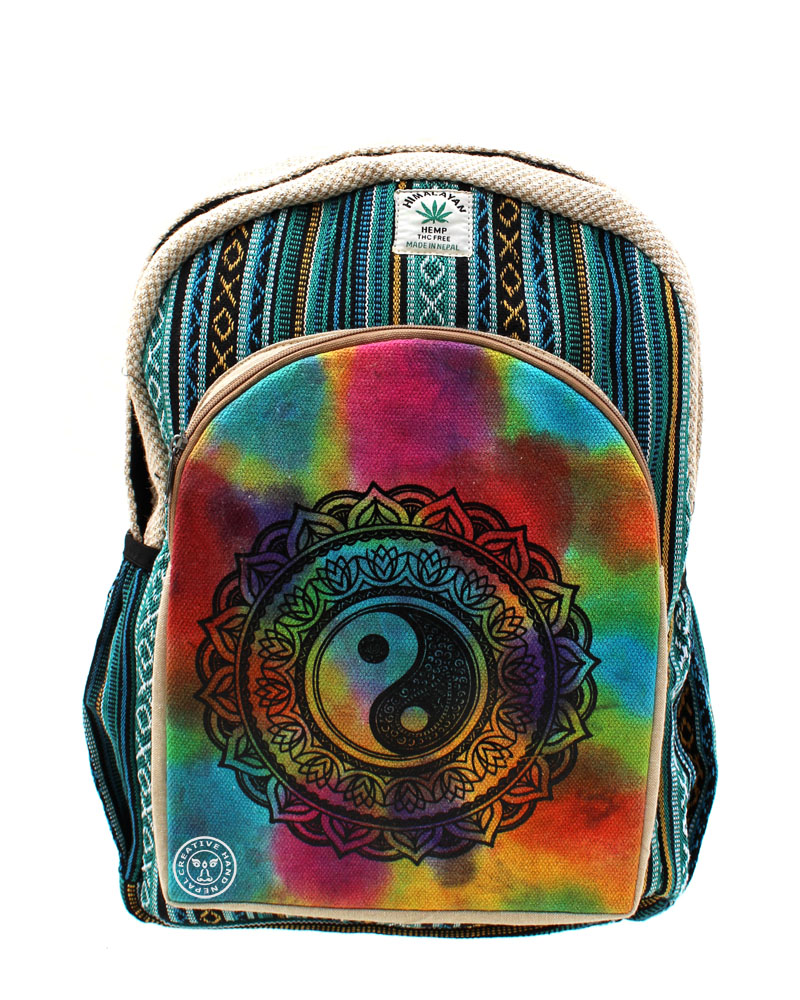 Multi-Color patchwork Hemp Backpack Bag | Creativehand Nepal