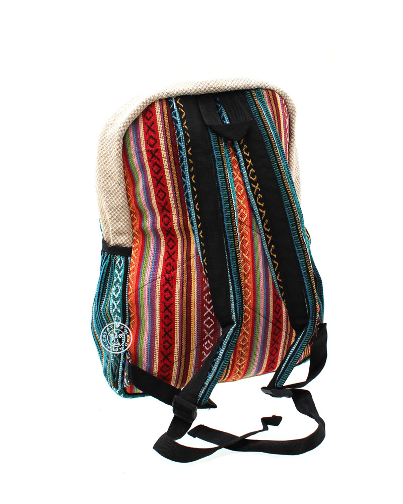 Multi-Color patchwork Hemp Backpack Bag | Creativehand Nepal