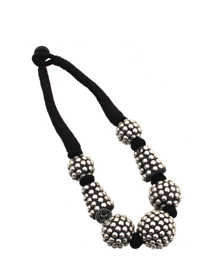 Woven String Silver Beads Necklace | Creativehand Nepal
