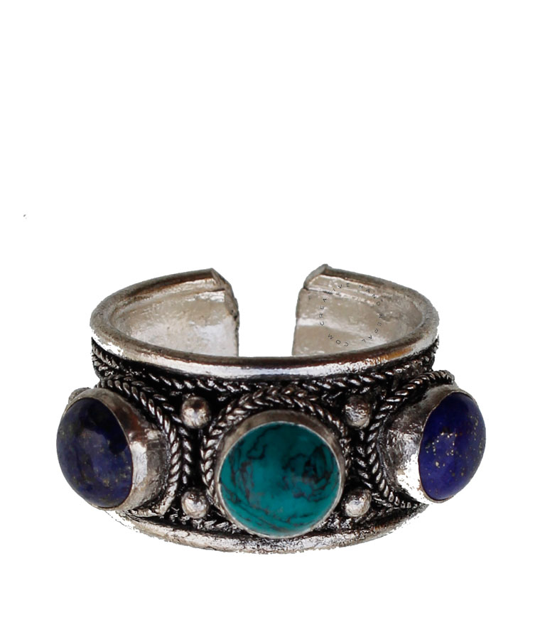 Turquoise Three Stone Finger Rings | Creativehand Nepal
