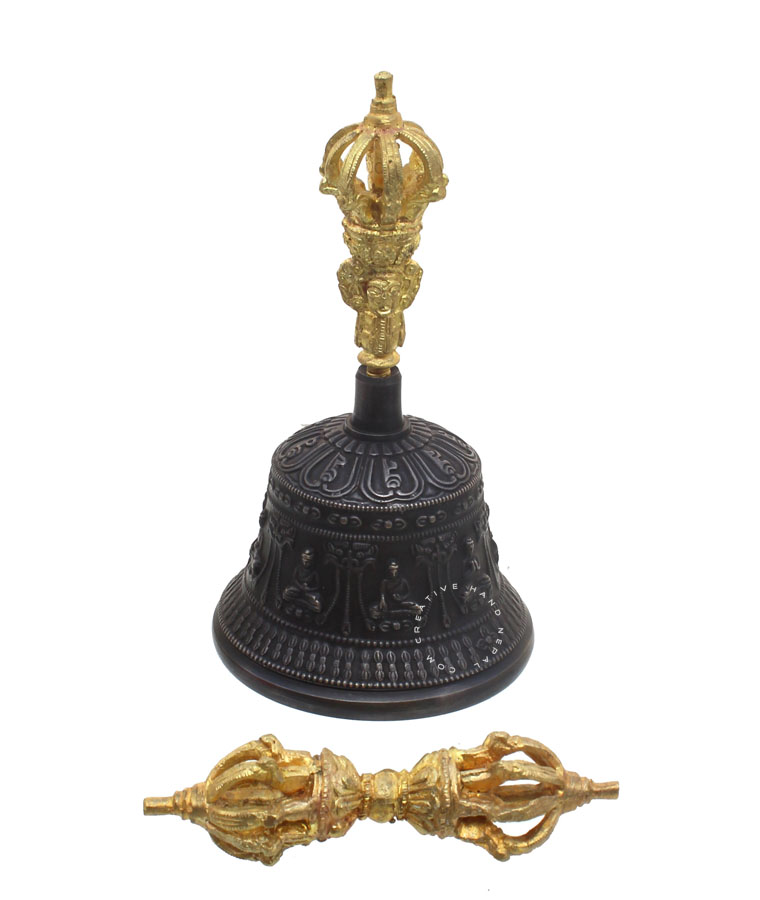 Bronze Buddha Mantra Bell & Dorje set | Creativehand Nepal