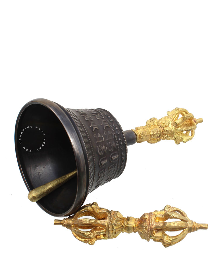 Bronze Mani Mantra Bell & Dorje set | Creativehand Nepal