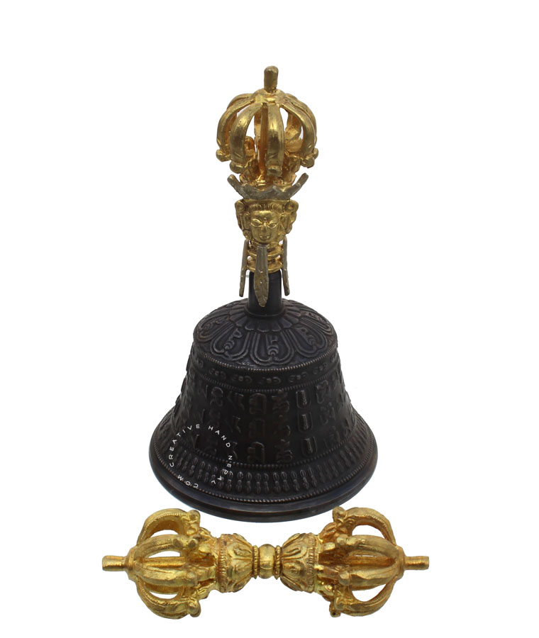 Bronze Mani Mantra Bell & Dorje set | Creativehand Nepal