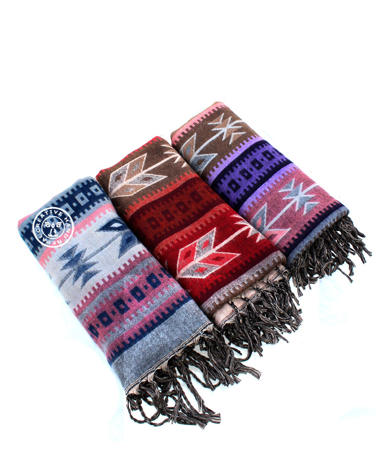 Palpali Dhaka Wool Shawl 35 x 80" | Creativehand Nepal