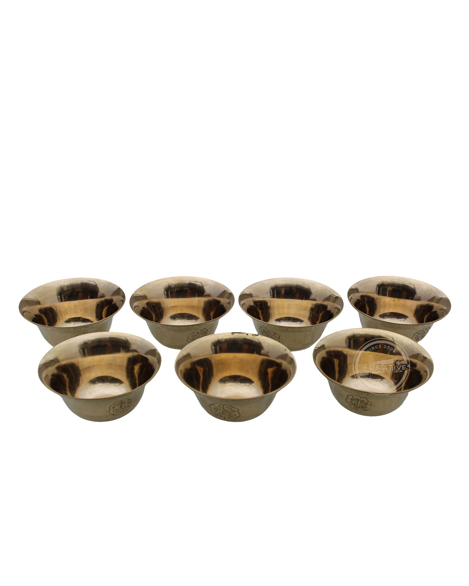 Sacred Serenity: Set of Seven Tibetan Buddhist Brass Water Offering ...