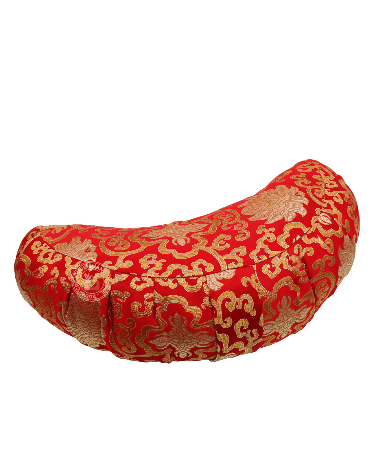 Crescent Red silk brocade zafu Cushion | Creativehand Nepal