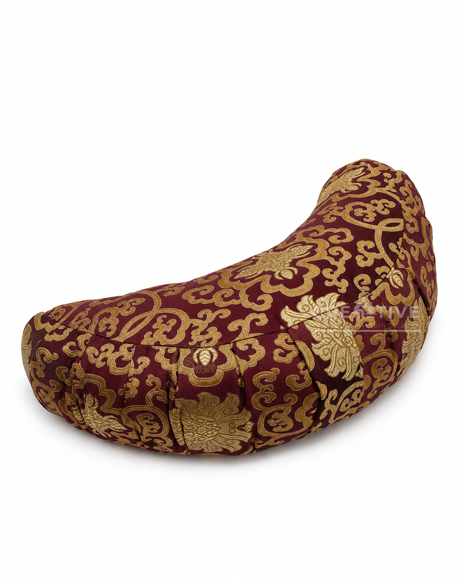 Crescent Red silk brocade zafu Cushion | Creativehand Nepal