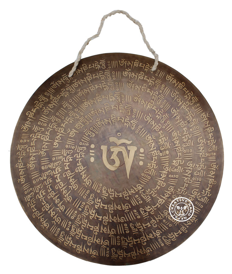 Flat Etching Om Mani Mantra Tibetan Meditation Gong Bell | Creativehand ...