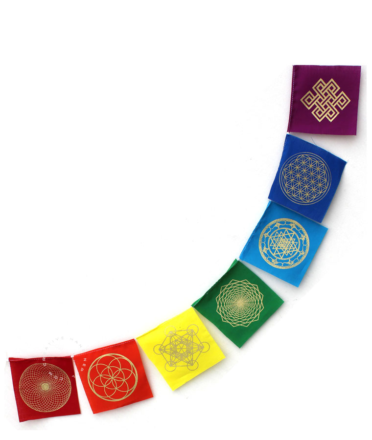 Sacred Geometry Rainbow Prayer Flags | Creativehand Nepal