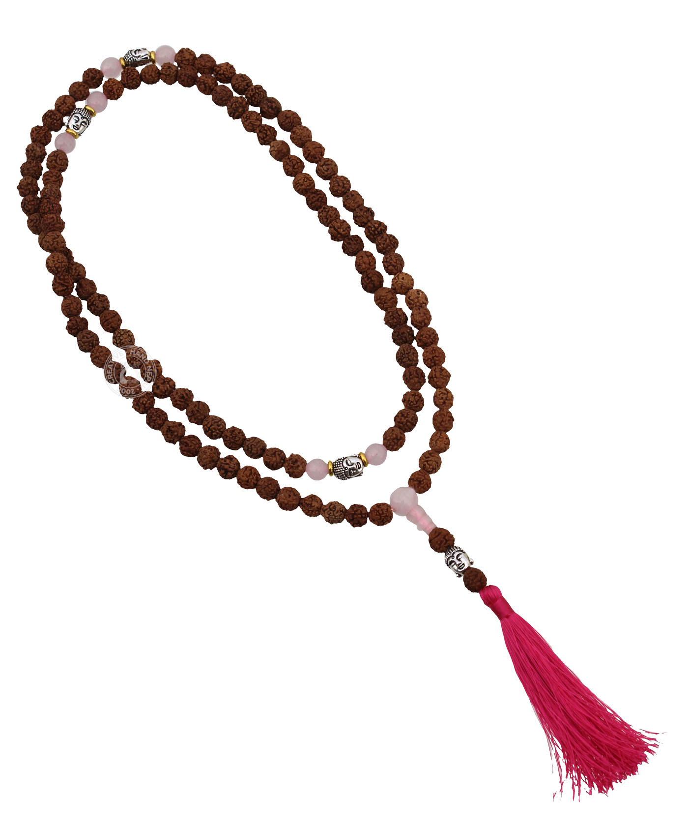 Rudraksha Rose Quartz Buddha Rosary Mala - Wholesale | Creativehand Nepal
