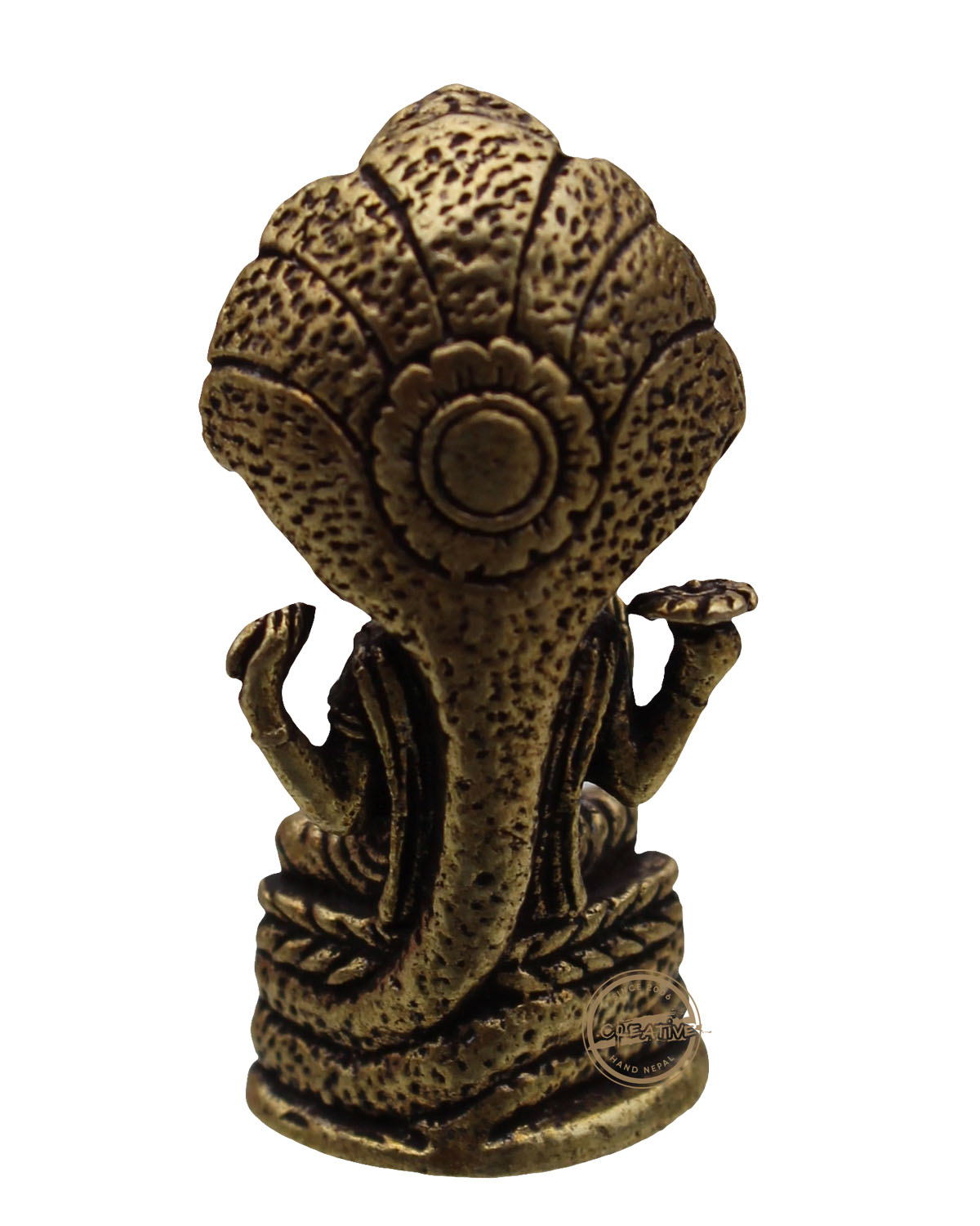 Tiny Vishnu Brass Statue with Naga - Divine Preserver in Miniature Form ...