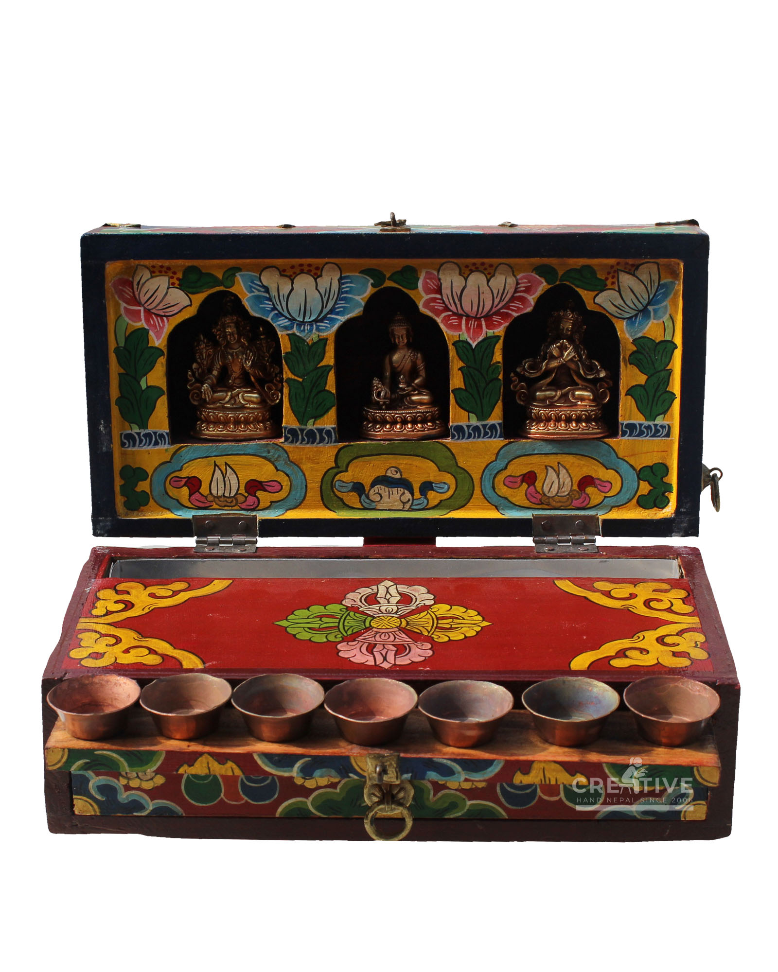 Tibetan Travel Altar Box Complete Set | Creativehand Nepal