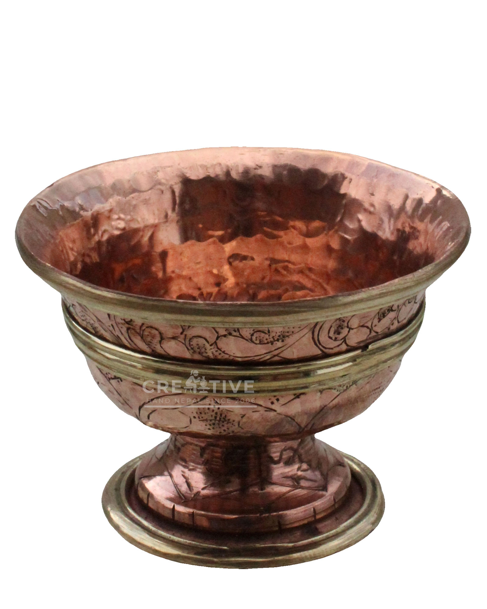 Copper Hand-Hammered Water Offering Bowls With Stand – Set of 7 ...