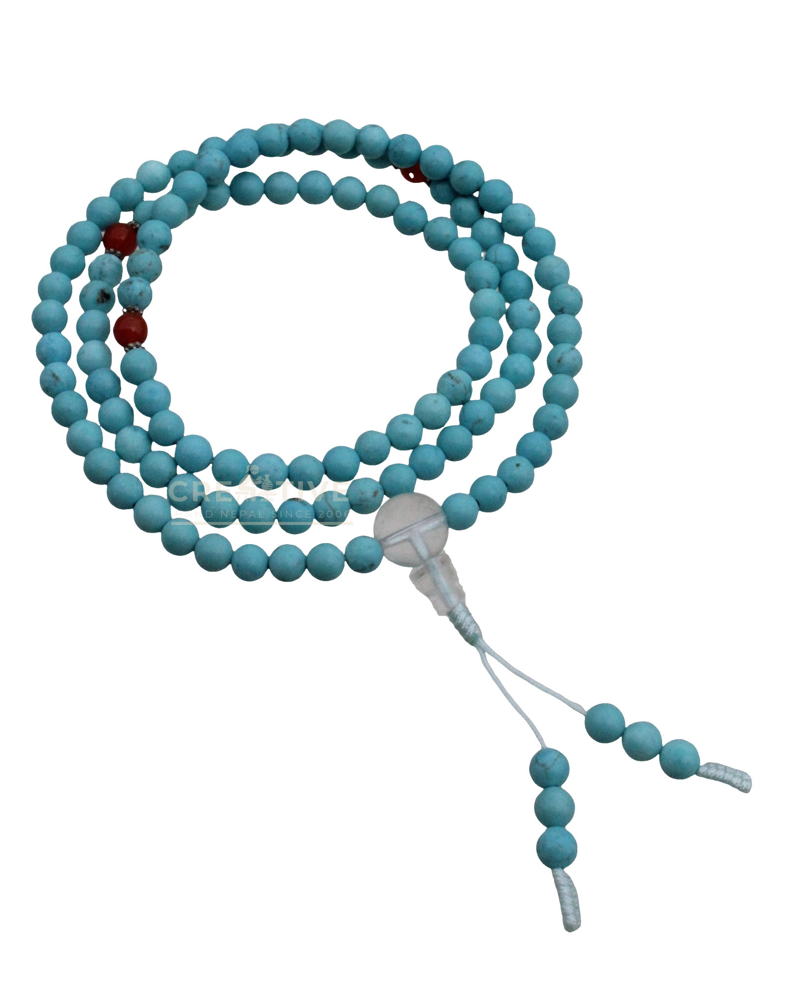 Turquoise Tibetan Buddhist Prayer Mala – 108 Beads with Carnelian ...