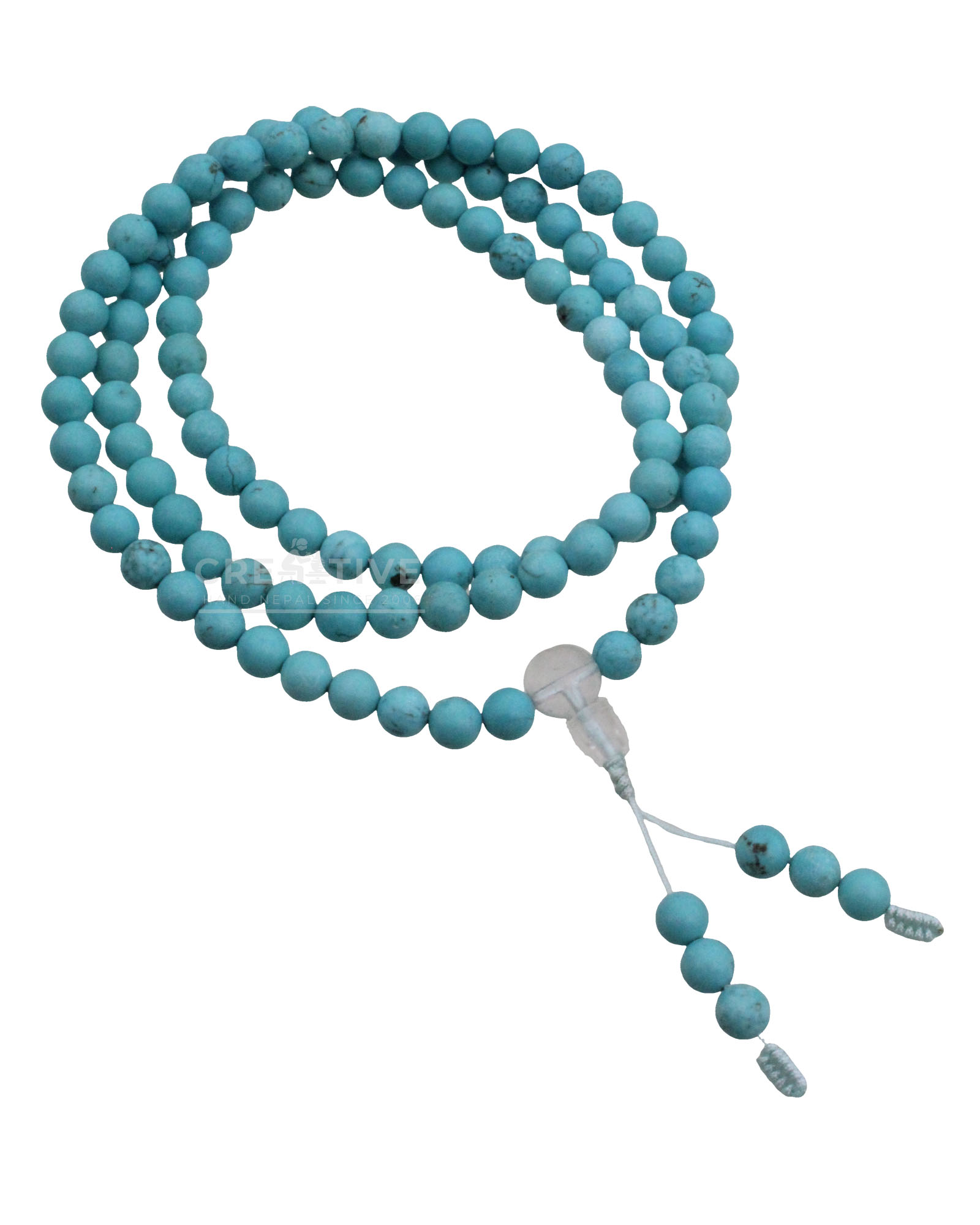 Turquoise Blue Tibetan Buddhist Prayer Mala â€“ 108 Beads with Crystal ...