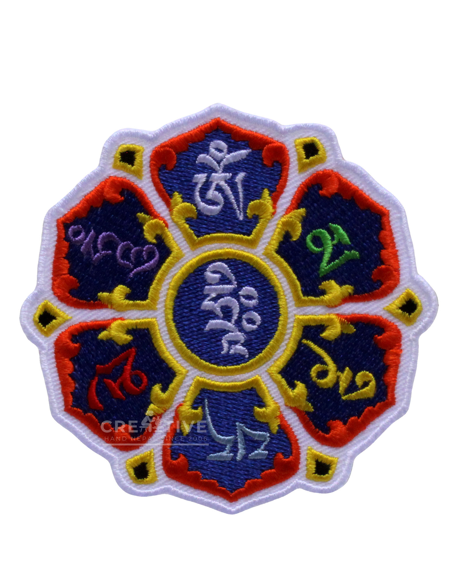 Tibetan Mantra Mandala Patch – Embroidered Iron-On | Creativehand Nepal