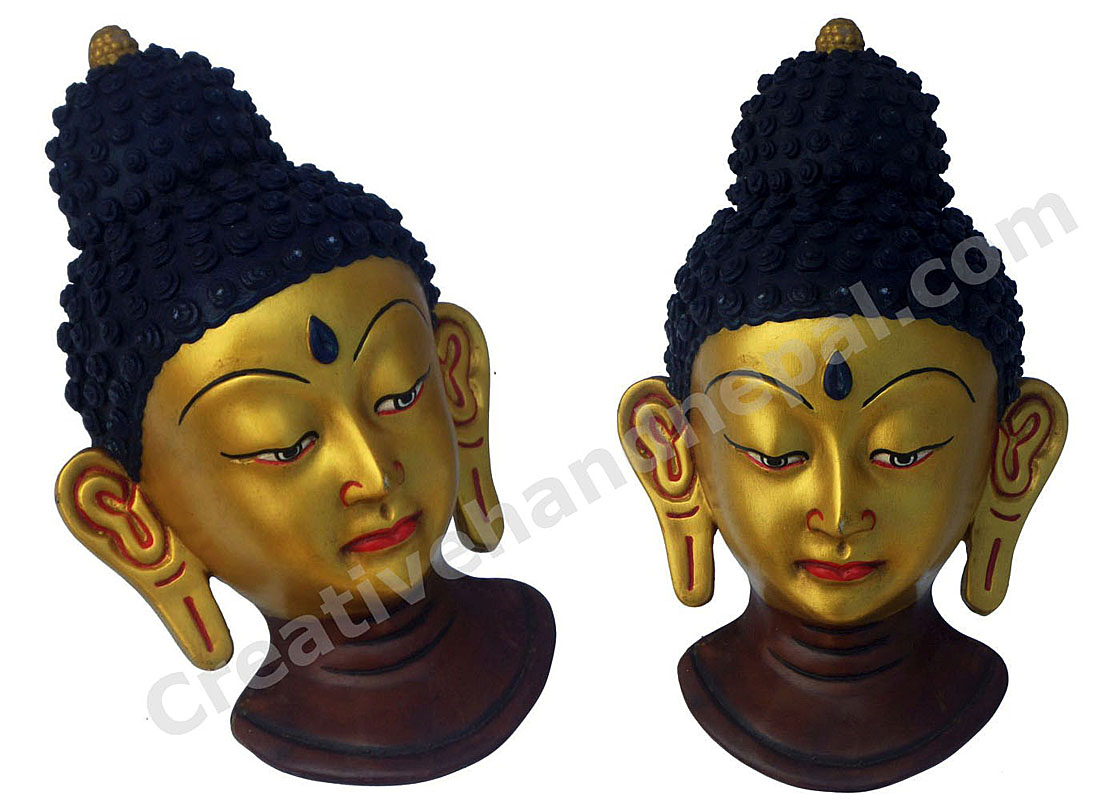Hand Painted Gold Buddha Mask 5 X 9 | Creativehand Nepal